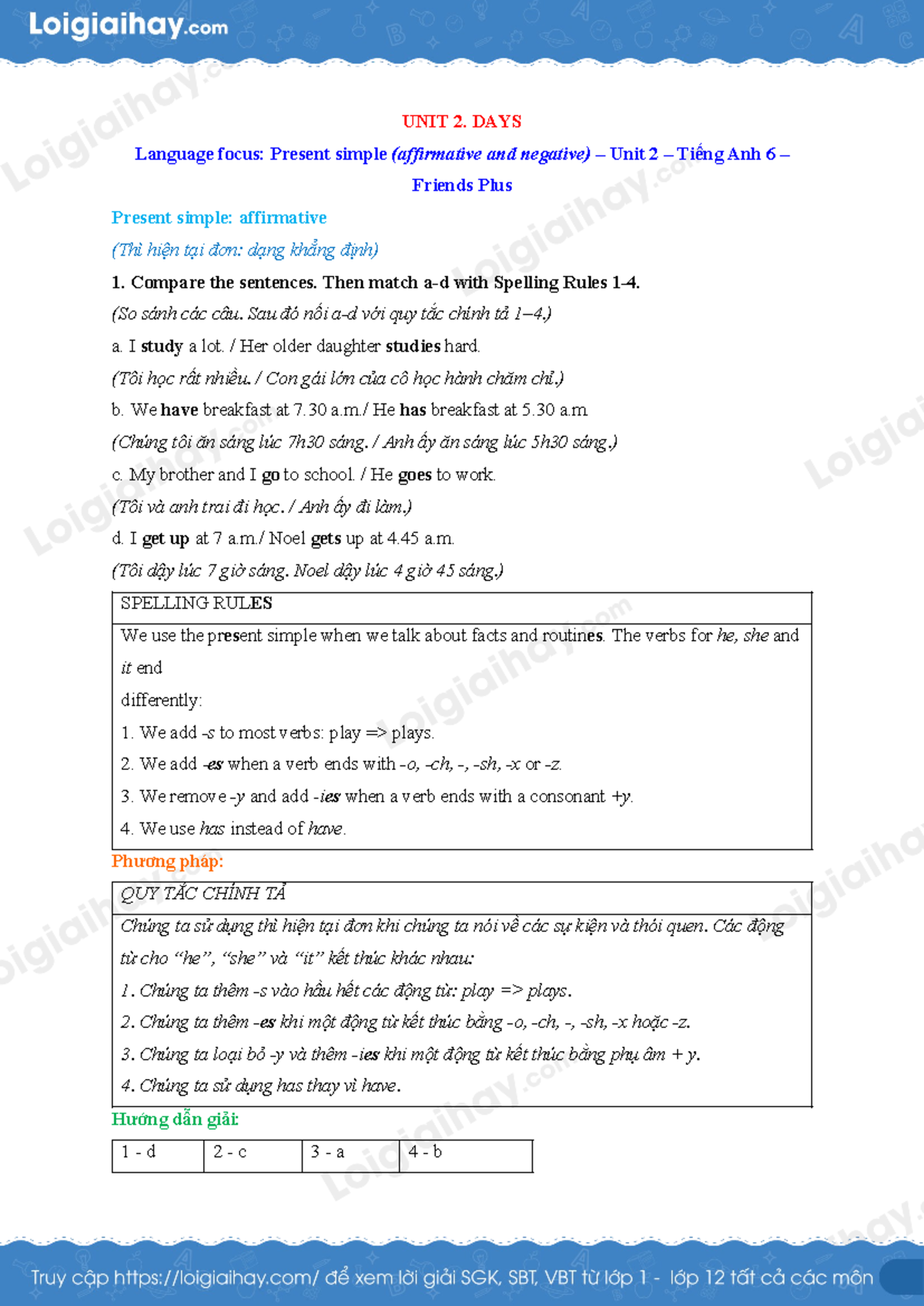 Fp-87600 - classnote - UNIT 2. DAYS Language focus: Present simple ...