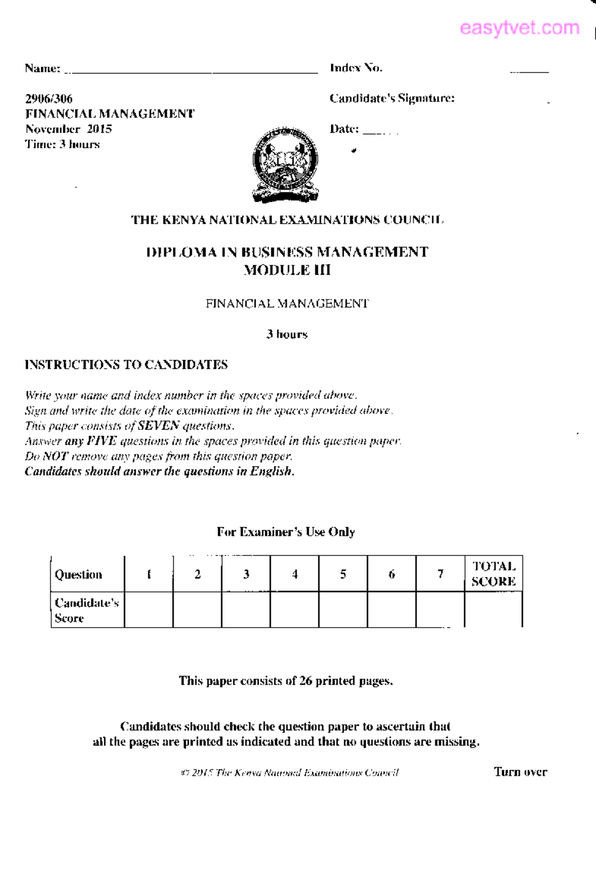 FM 2015 Nov - Revision Papers for Student Success - Studocu