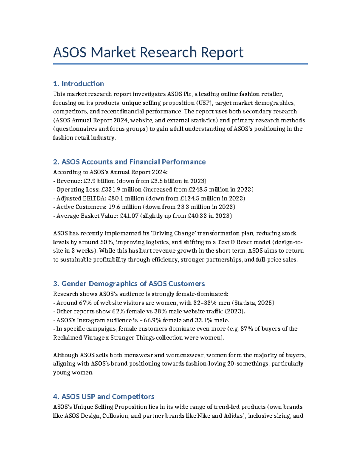 ASOS Market Research Report: Analysis of Financials & Customer ...