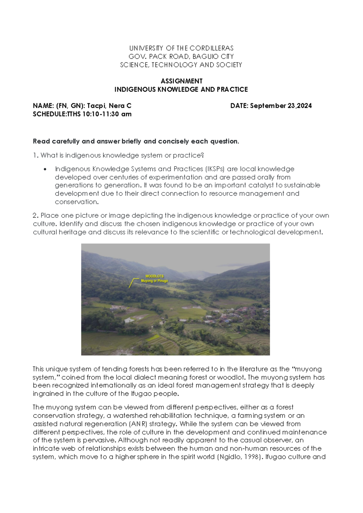 Assignment on Indigenous Knowledge & Practice - STS 1 - Studocu