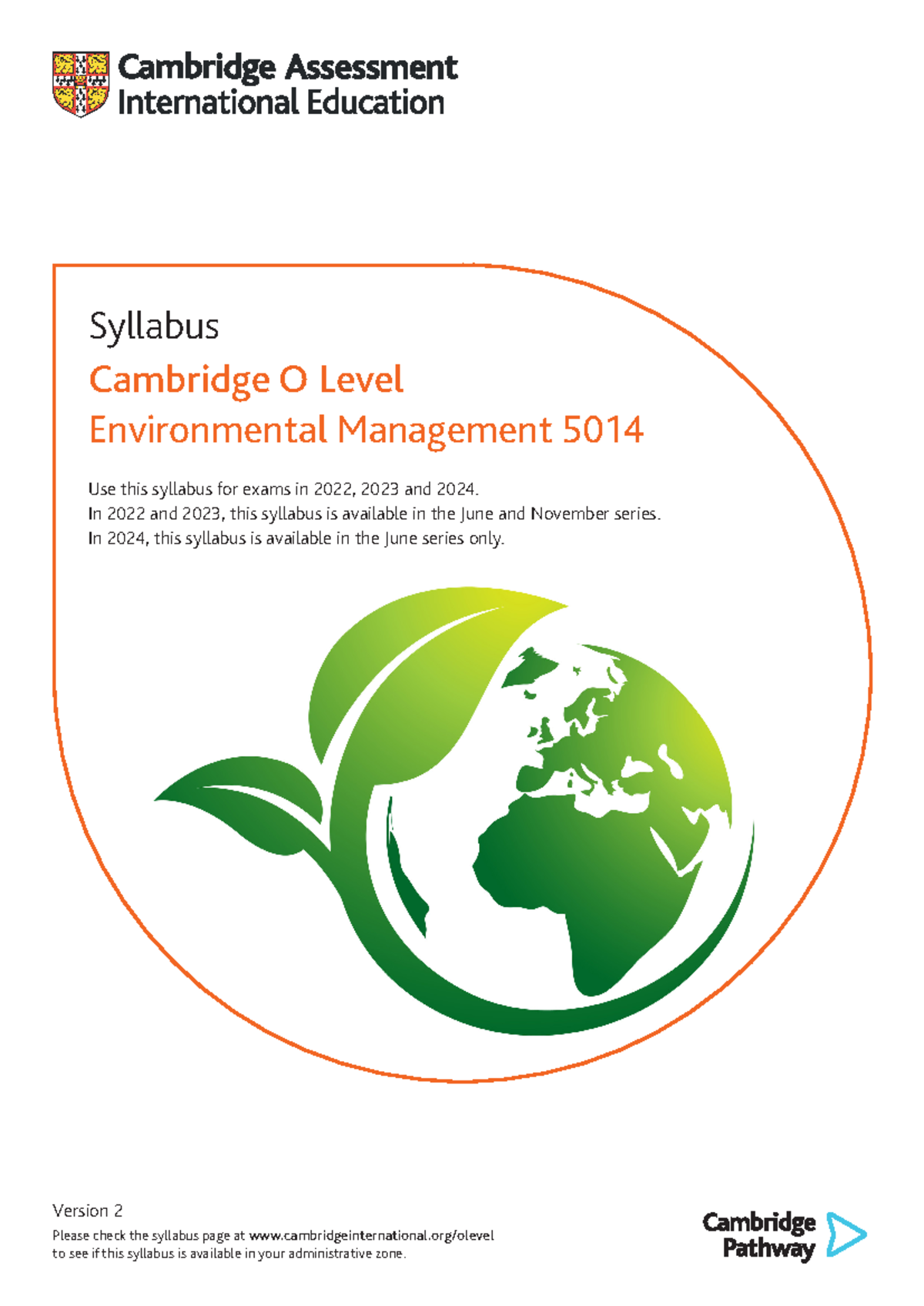 Cambridge O Level Environmental Management 5014 Syllabus (2022-2024 ...