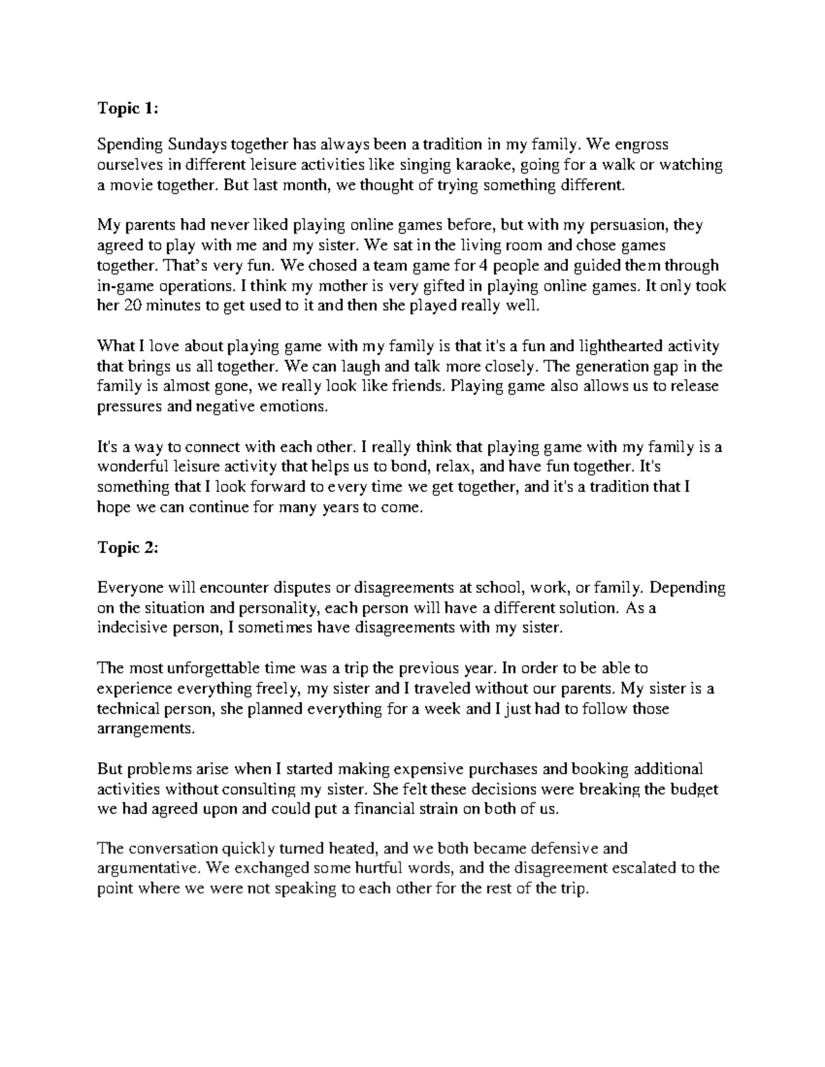Family Traditions and Disagreements: A Personal Reflection (Topic 123 ...