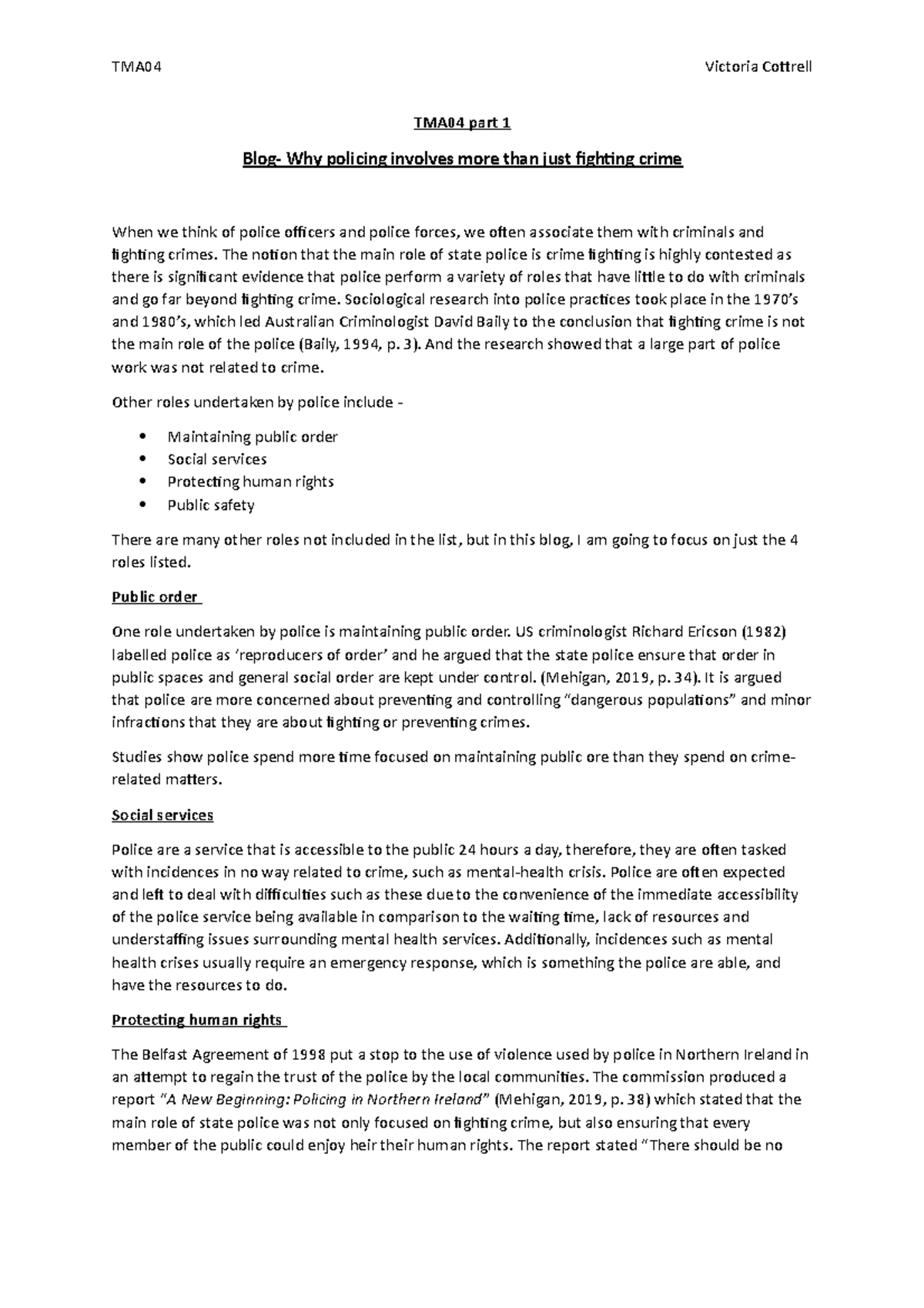 TMA04 Criminology Blog: Exploring Police Roles Beyond Crime Fighting ...
