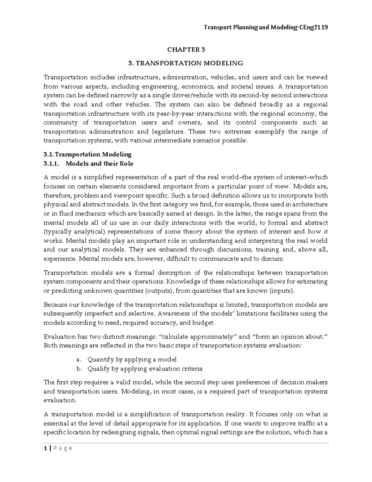 Chapter 3 - Transportation Modeling and Demand Forecasting Analysis ...