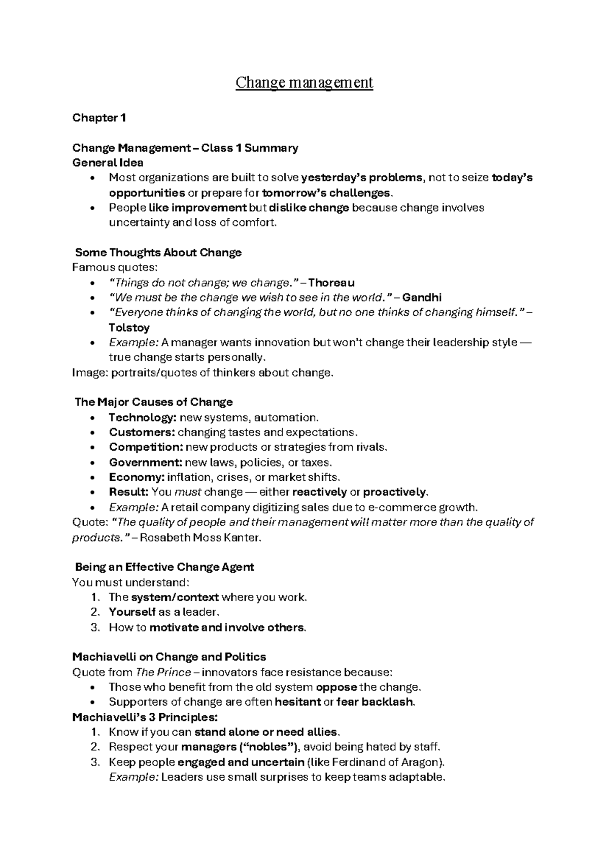 Change Management (CM101) Chapter 1 Summary: Understanding Change ...