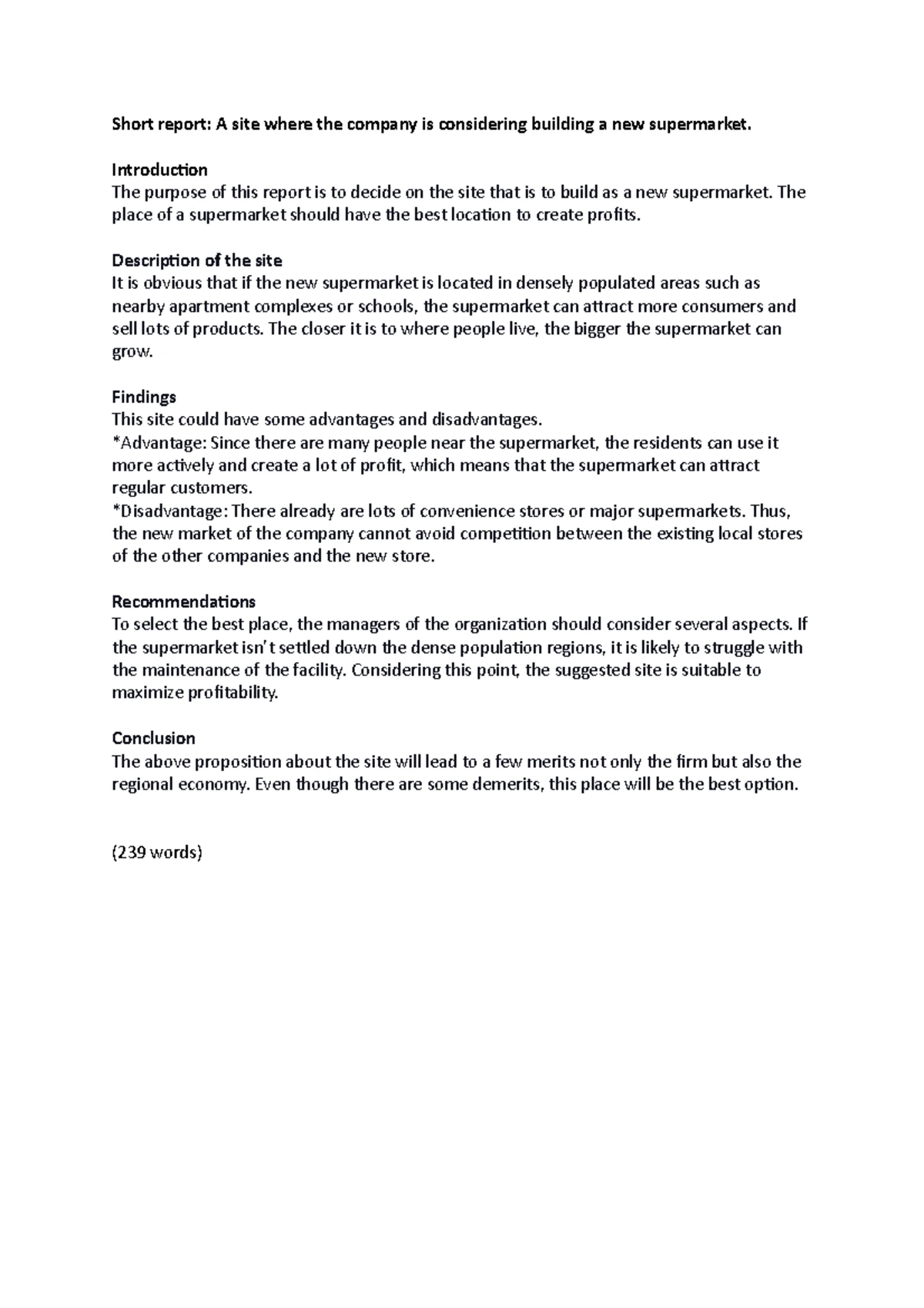 Short report 2 - The purpose of the report is to suggest an effective ...