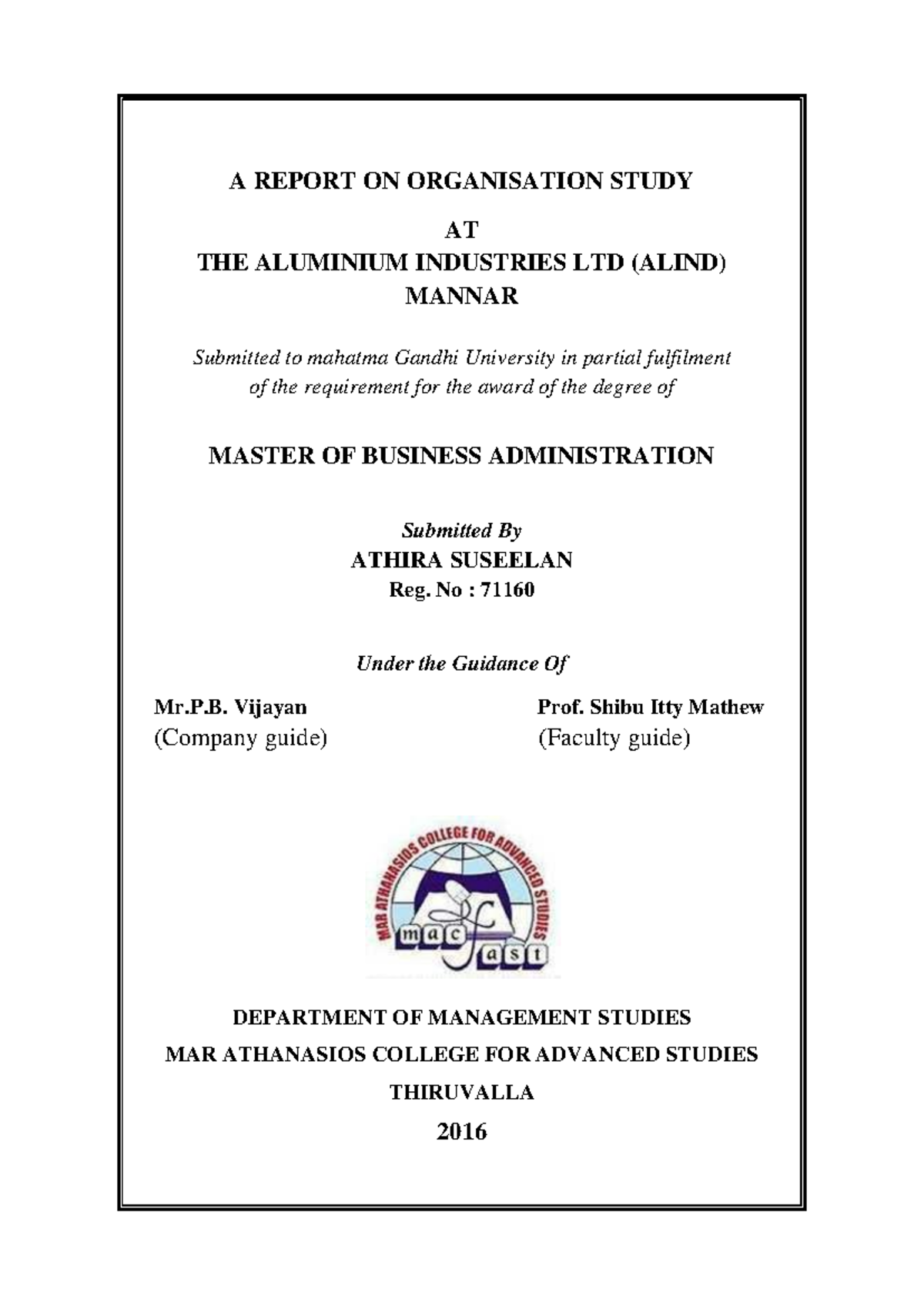 Organizational Study Report on ALIND (MBA Project) - Studocu