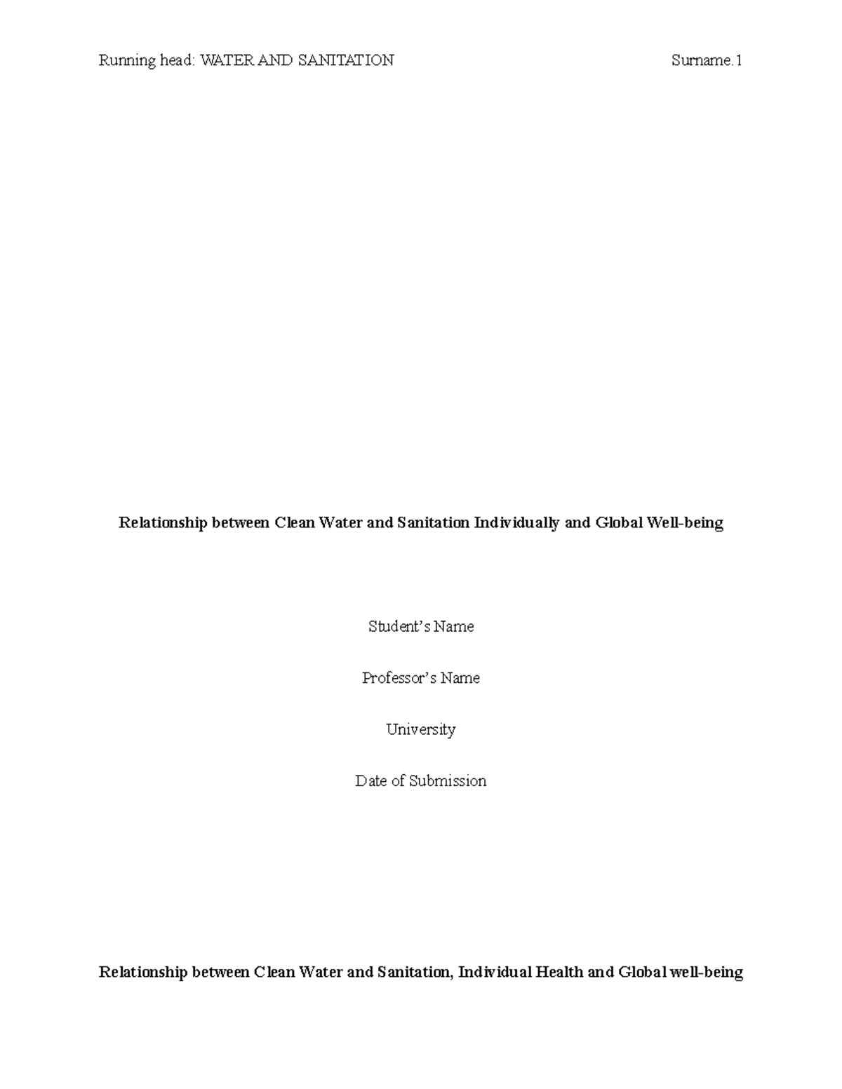 Impact of Clean Water & Sanitation on Health and Global Well-being ...