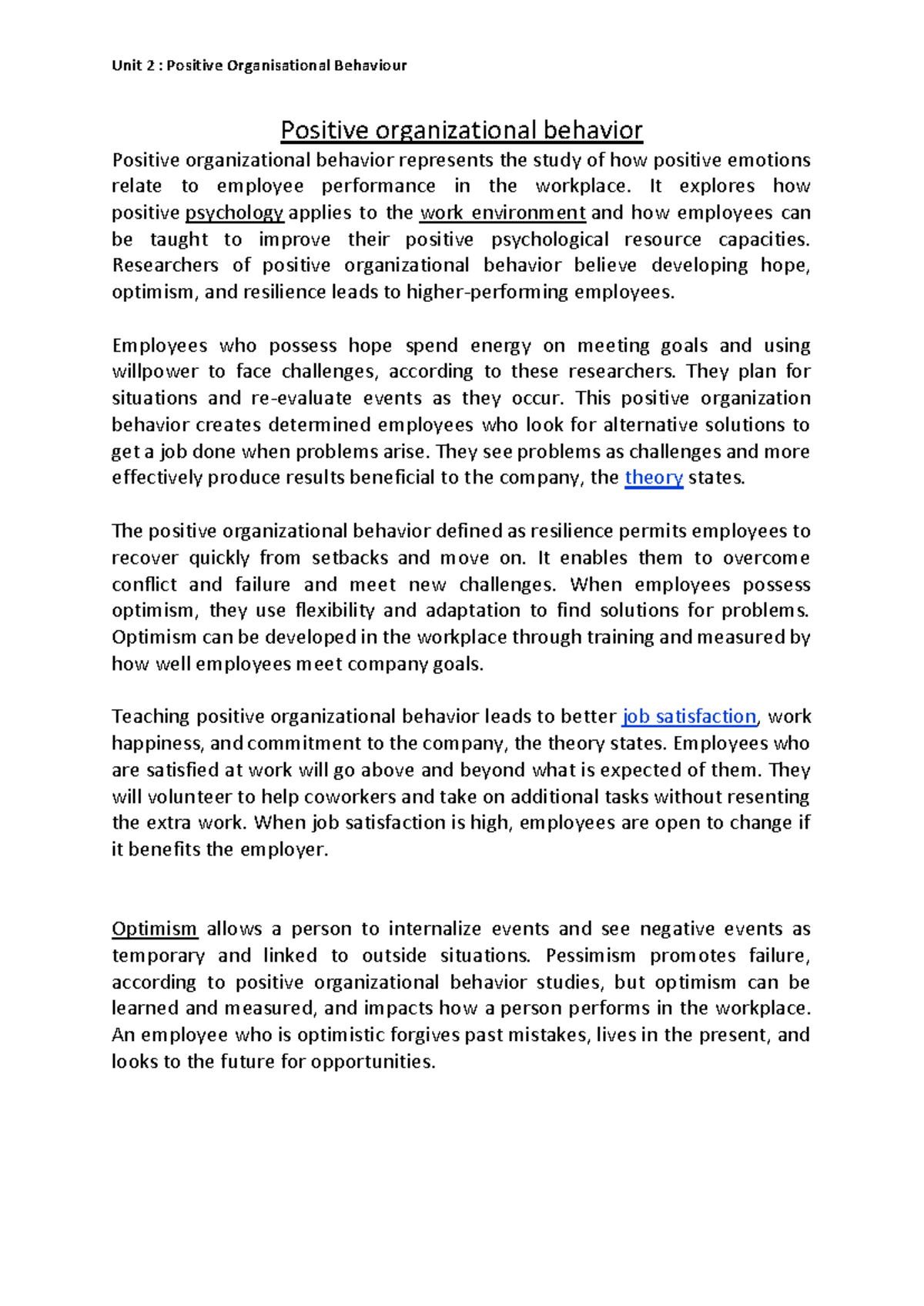 Positive Organizational Behavior: Enhancing Employee Performance and ...