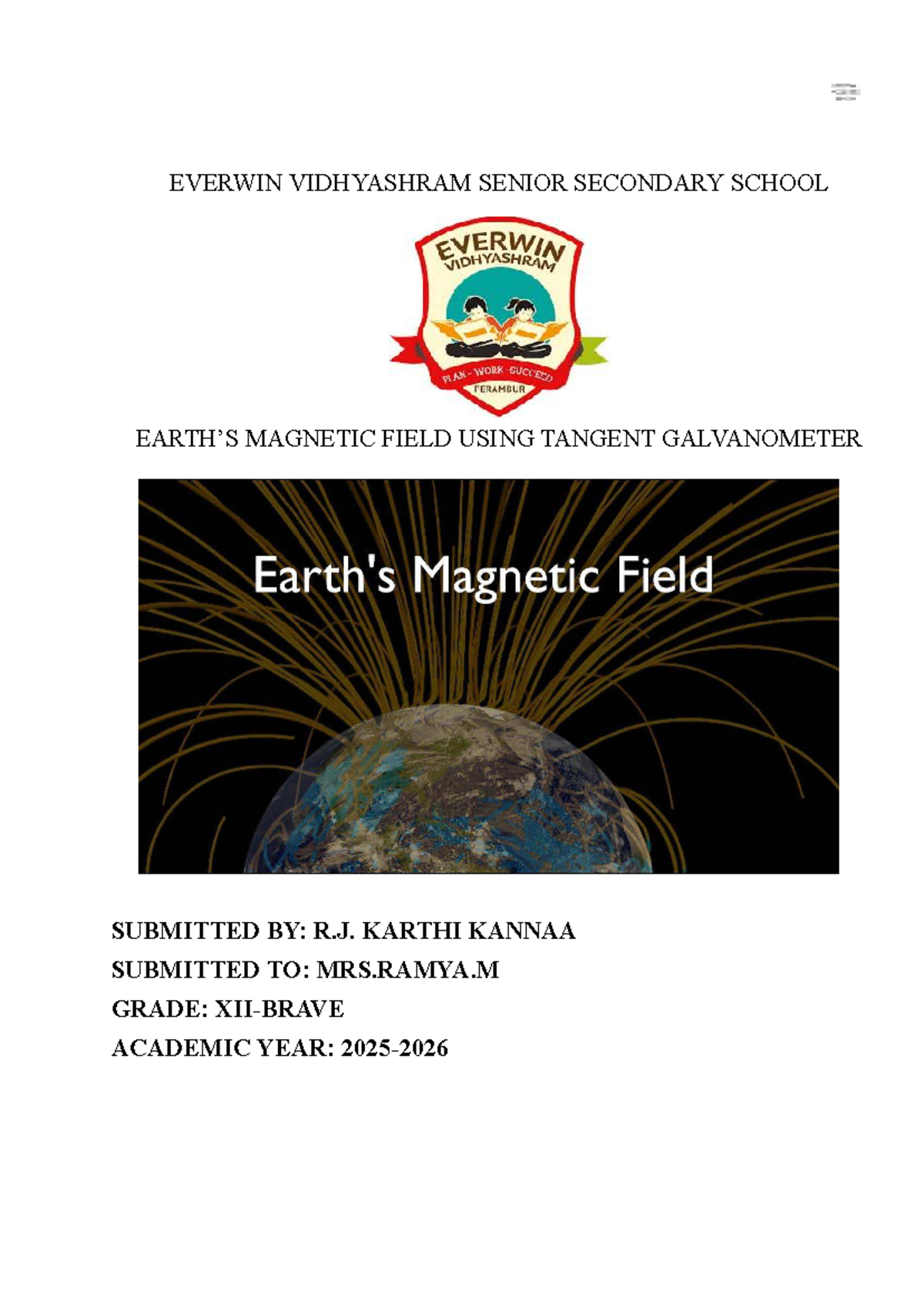 Physics Practical Project: Magnetic Field Using Tangent Galvanometer ...
