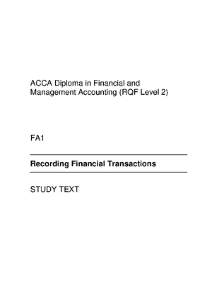 FA1 Mock 1 - FA1 - SKANS School of Accountancy – Sir Zahid FA I MOCK 1 ...