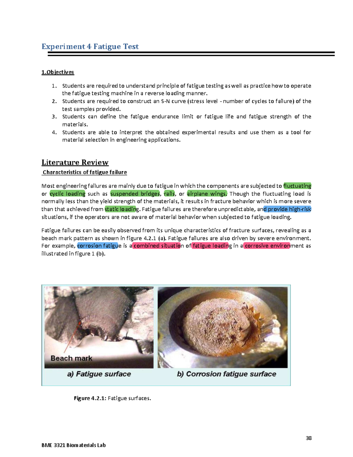 Experiment 4. Fatigue test - 38 Experiment 4 Fatigue Test 1 Students ...