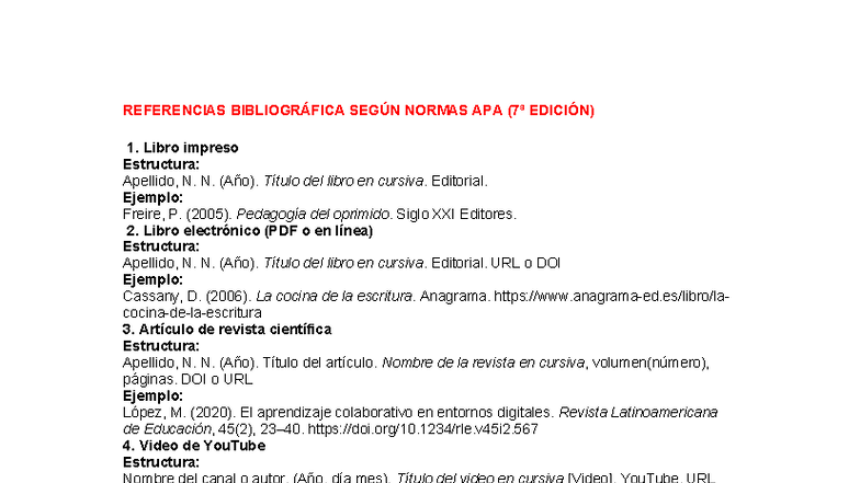 Referencias Bibliográficas según Normas APA (7ª Edición) - Studocu