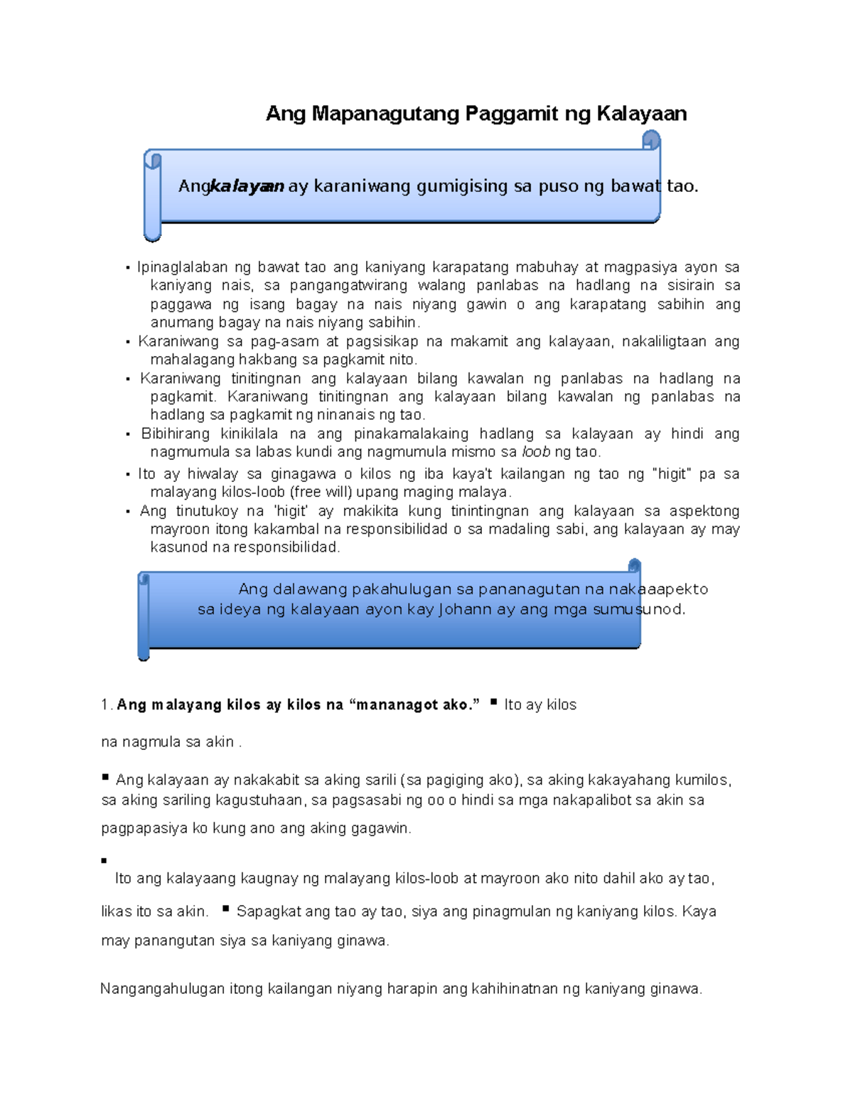 Kalayaan at Pananagutan: Isang Pagsusuri sa Edukasyong Pahalagahan ...