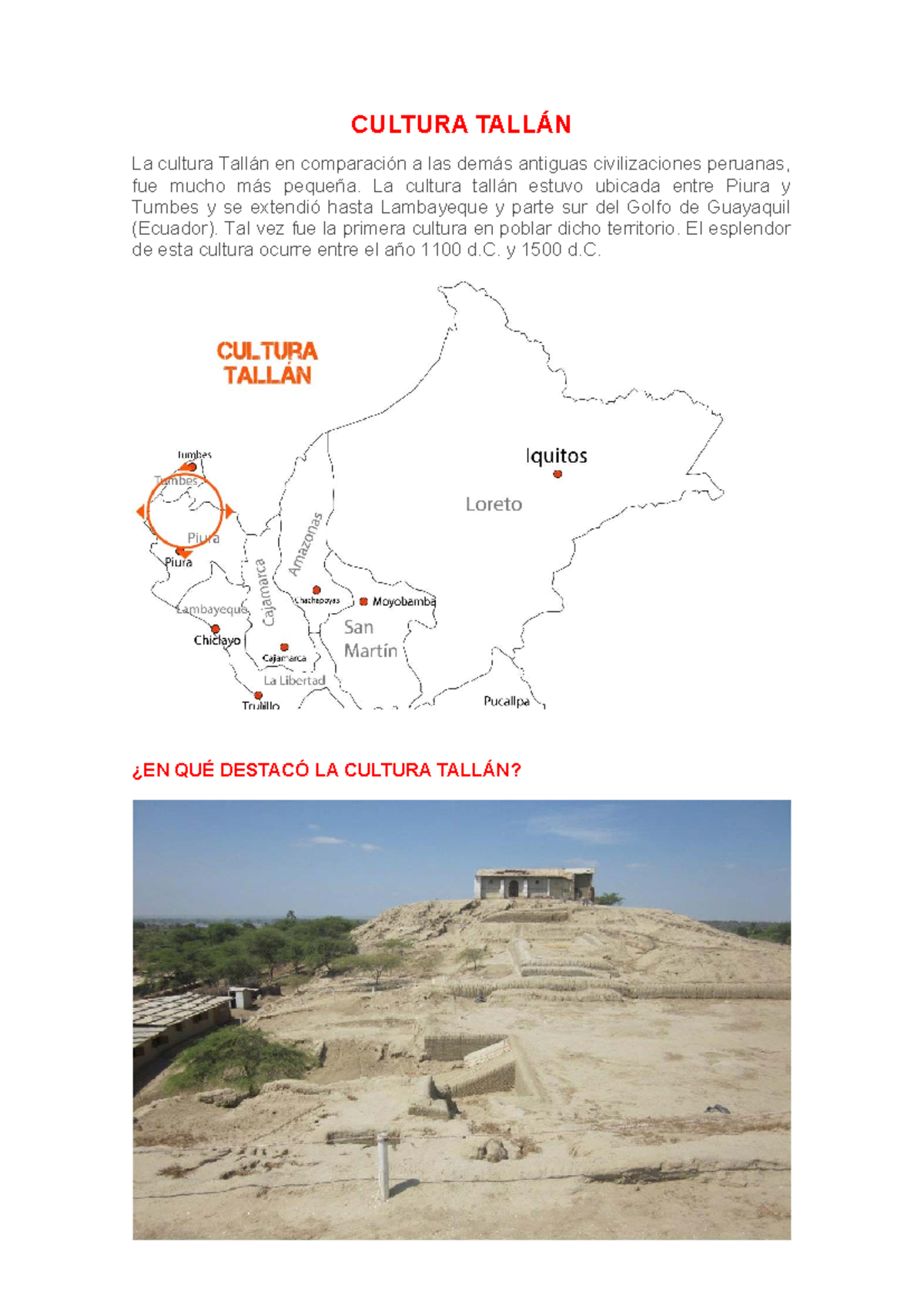 Cultura Tallán: Sus Características y Aportes Históricos - Studocu