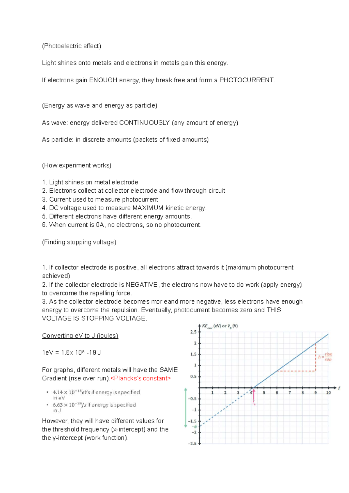 Photoelectric Effect Summary - Key Concepts and Experiments - Studocu