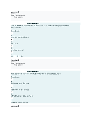 IT-6201 prelim lab quiz 2 - Question Correct 1 Mark 1 out of 1 question Question text What ...
