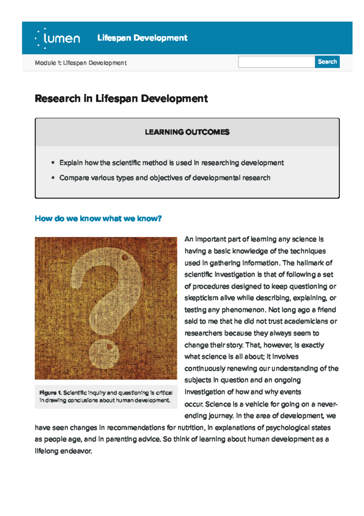 Research Methods in Lifespan Development: An Overview - Module 1 ...
