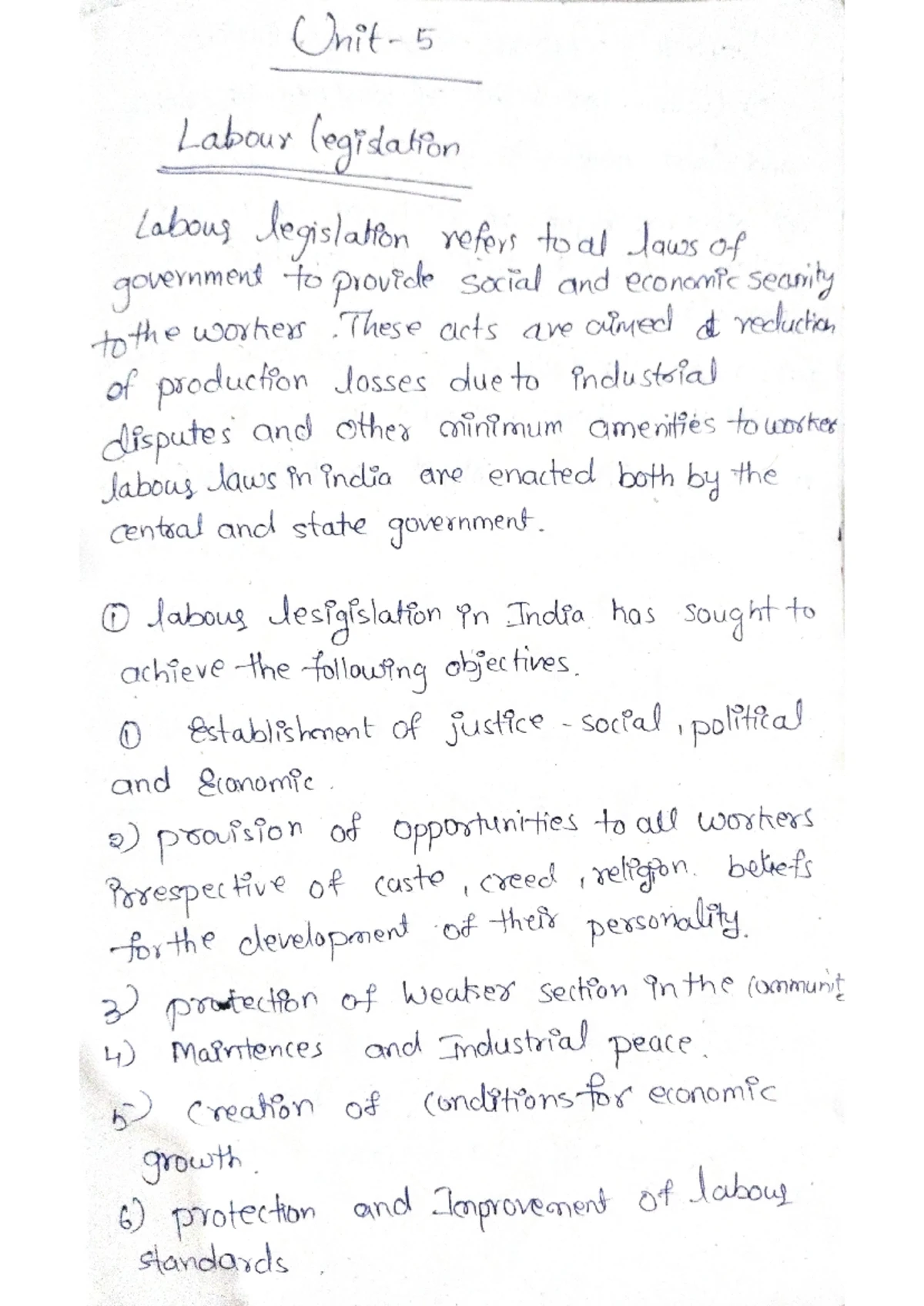 Po E unit -5 - notes - Unit. 5 Labour legislation Labour legislation ...