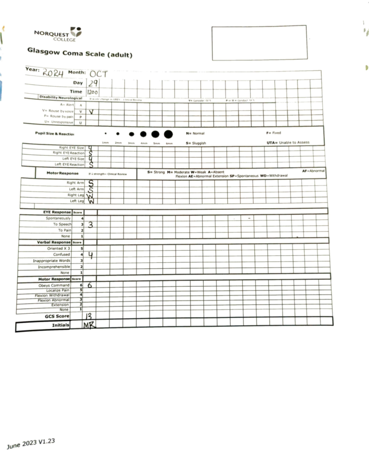 Glasgow Coma Scale (Adult) - Assessment Notes & Scores (2024) - Studocu