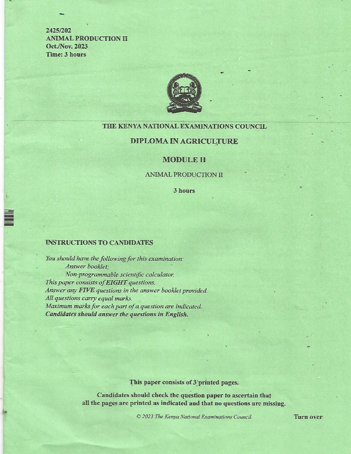2425-202 Animal Production II Final Exam 2023 Guide - Studocu