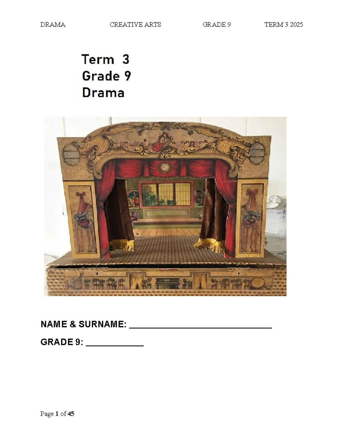 Drama Creative Arts Grade 9: Term 3 Skills Development Guide - Studocu