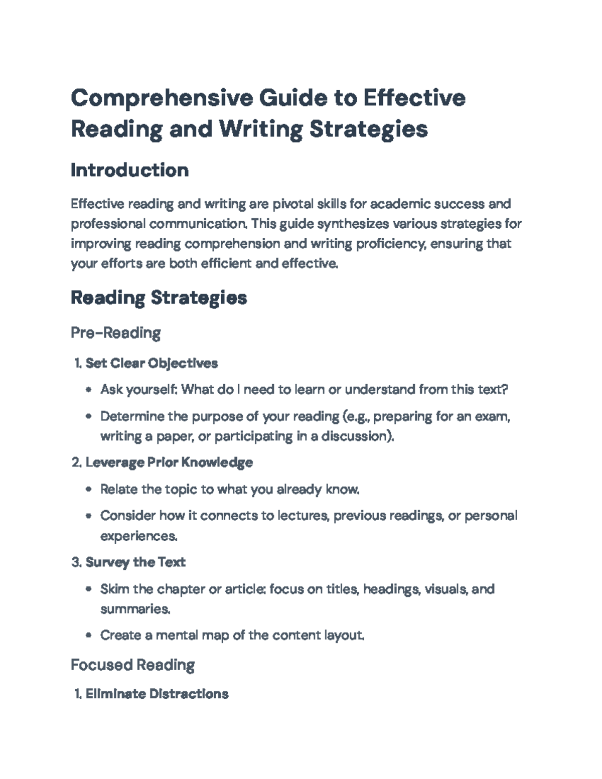 Comprehensive Strategies for Effective Reading and Writing Skills ...