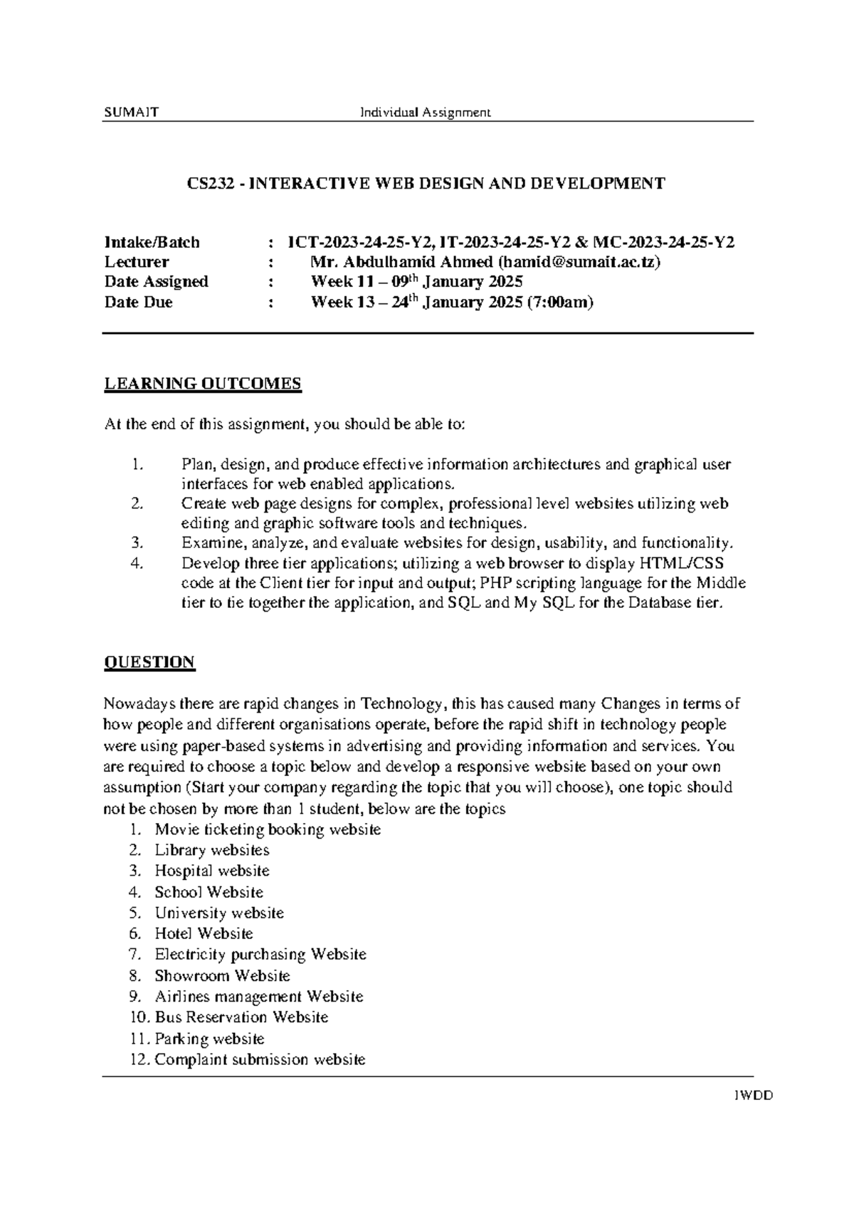 Interactive Web Design Development Individual Assignmen ...