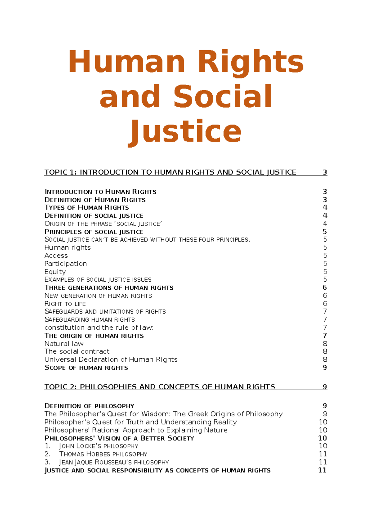 Human Rights and Social Justice - Human Rights and Social TOPIC 1 ...