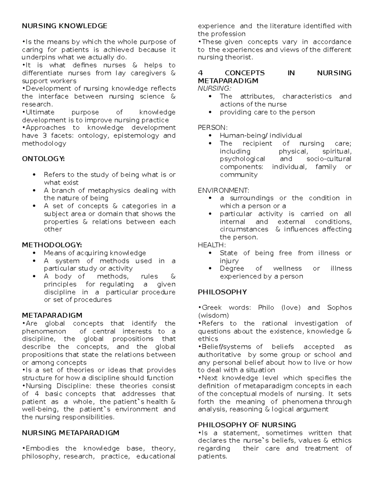 Theoretical Foundations of Nursing: Key Concepts & Theorists - Studocu