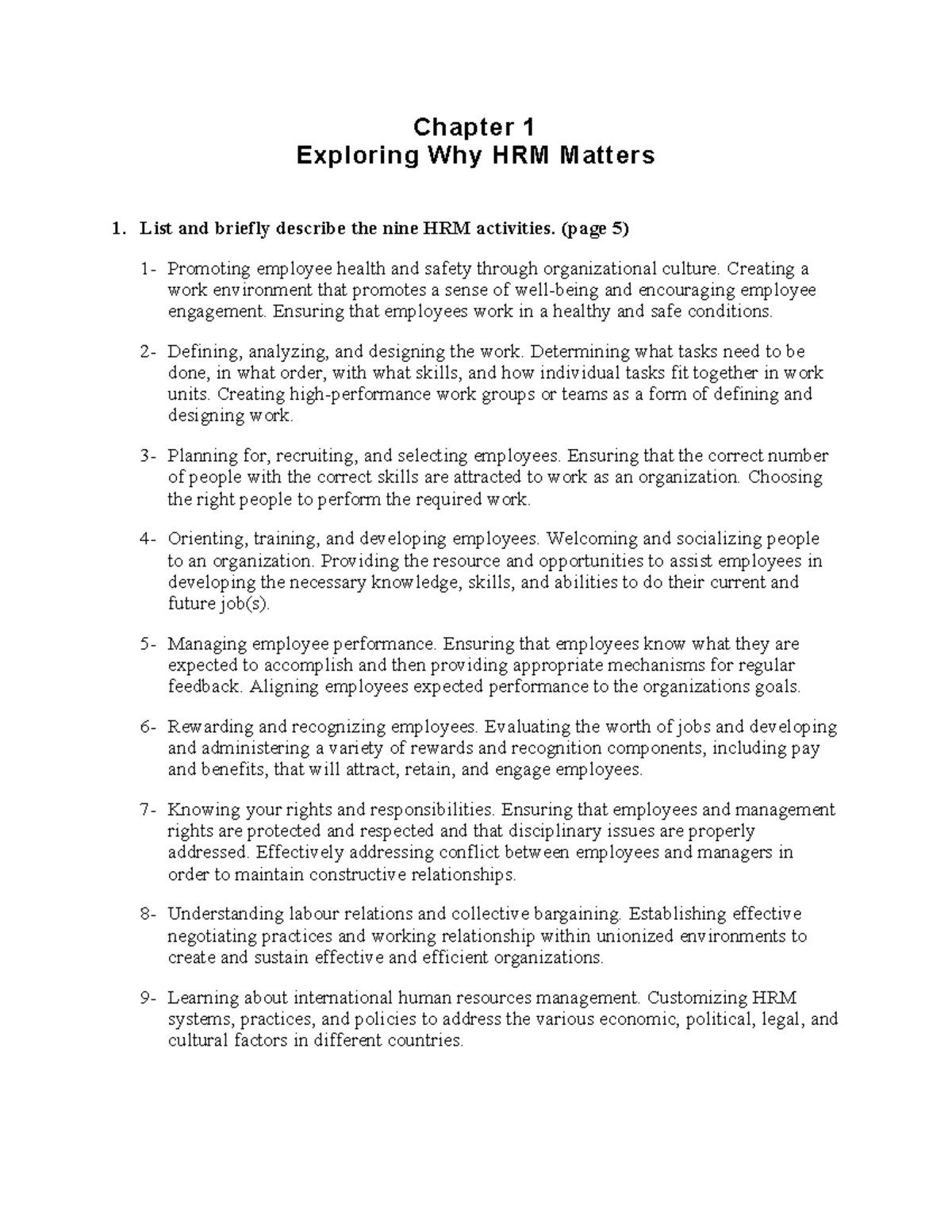 HRM Study Guide for final exam chapter 1 to 5 - Chapter 1 Exploring Why ...