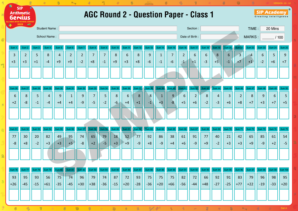 AGC 2023 R2 QP Class 1 - Sample Math Test Document - Studocu