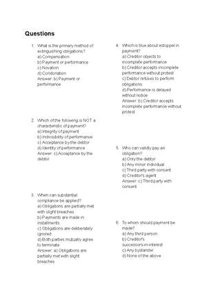Contracts (Multiple Choice) - Questions on Contracts What are the essential elements of a ...