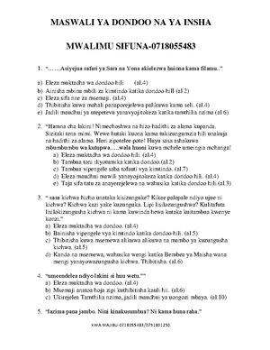 Bembea Ya Maisha Mwongozo - Bembea Ya Maisha Mwongozo MWONGOZO WA BEMBEA YA MAISHA UTANGULIZI ...
