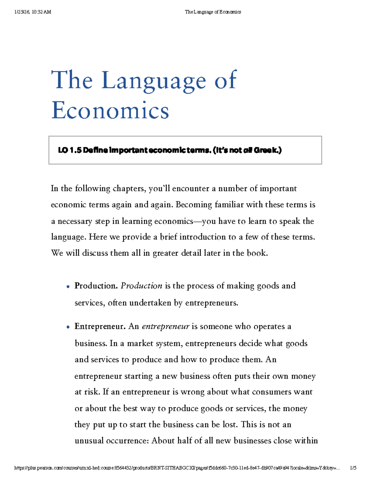 Macro 5: The Language of Economics - Key Terms and Concepts - Studocu