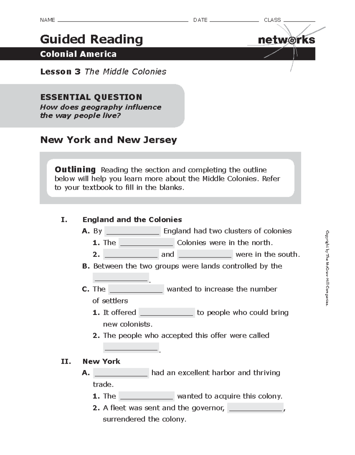 3-3 Guided Reading - homework - Copyright by The McGraw-Hill Companies ...