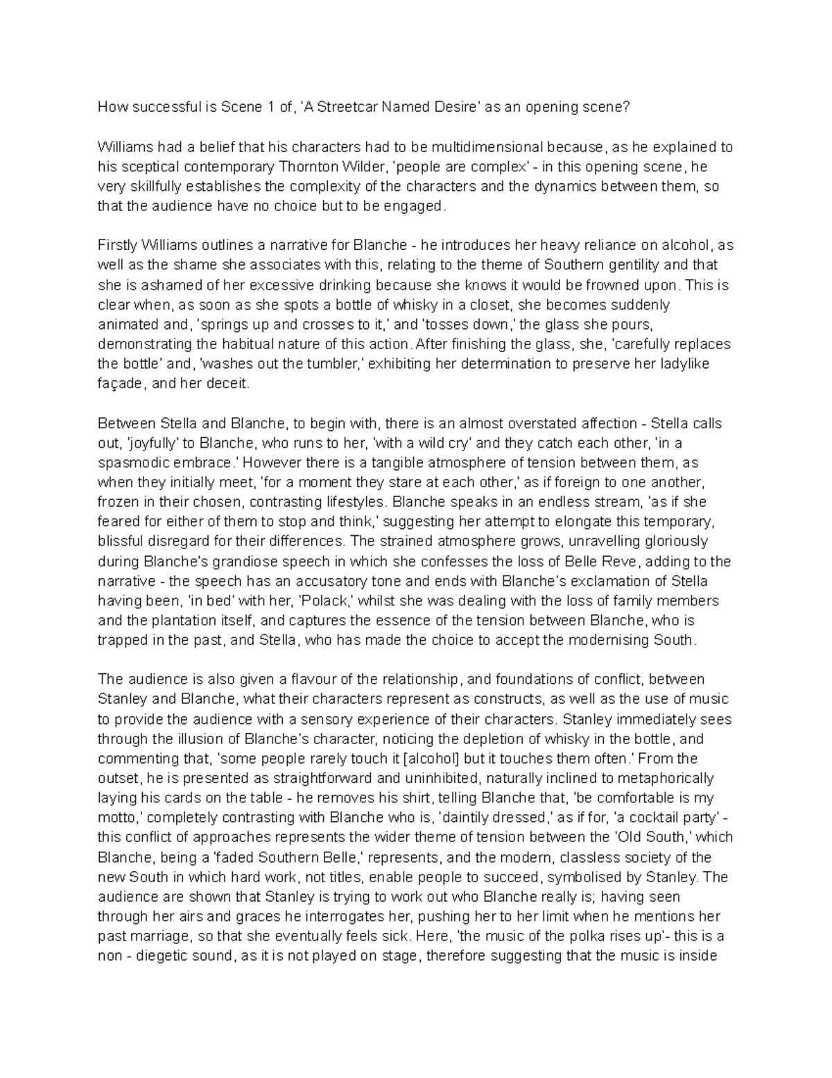 A Streetcar Named Desire Scene 1 Analysis - How successful is Scene 1 ...