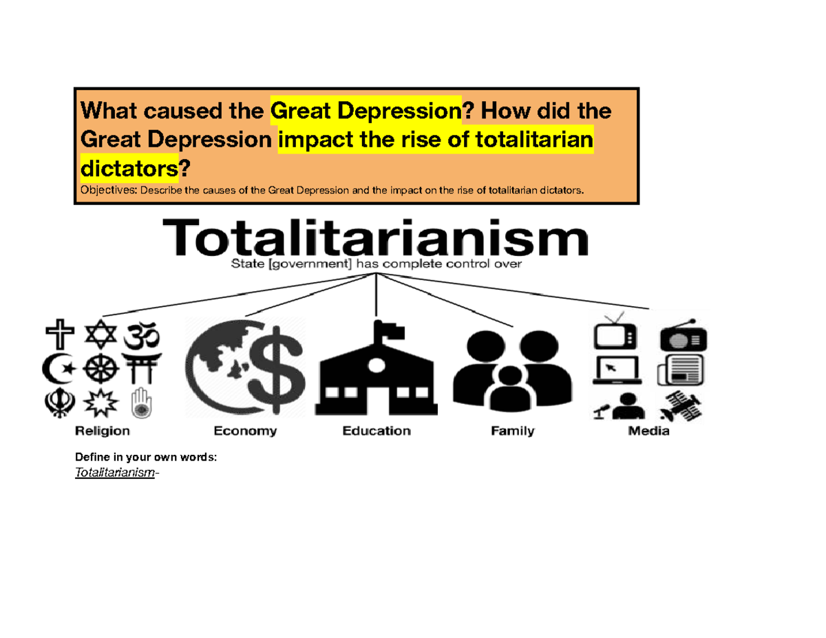 The Causes of the Great Depression & Its Impact on Totalitarianism (HIST 101) - Studocu