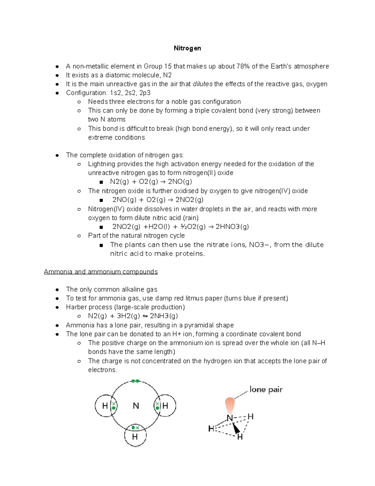 Nitrogen: Properties, Reactions, and Environmental Impact (Chem 101 ...