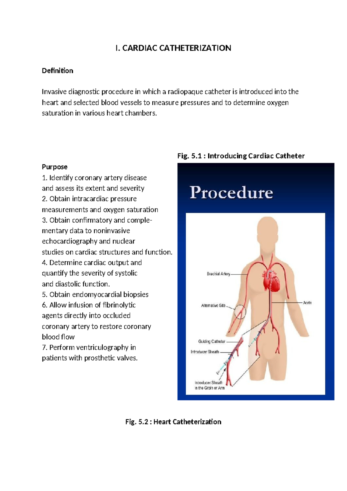 Cardiac Catheterization: Procedure Overview and Key Insights - Studocu
