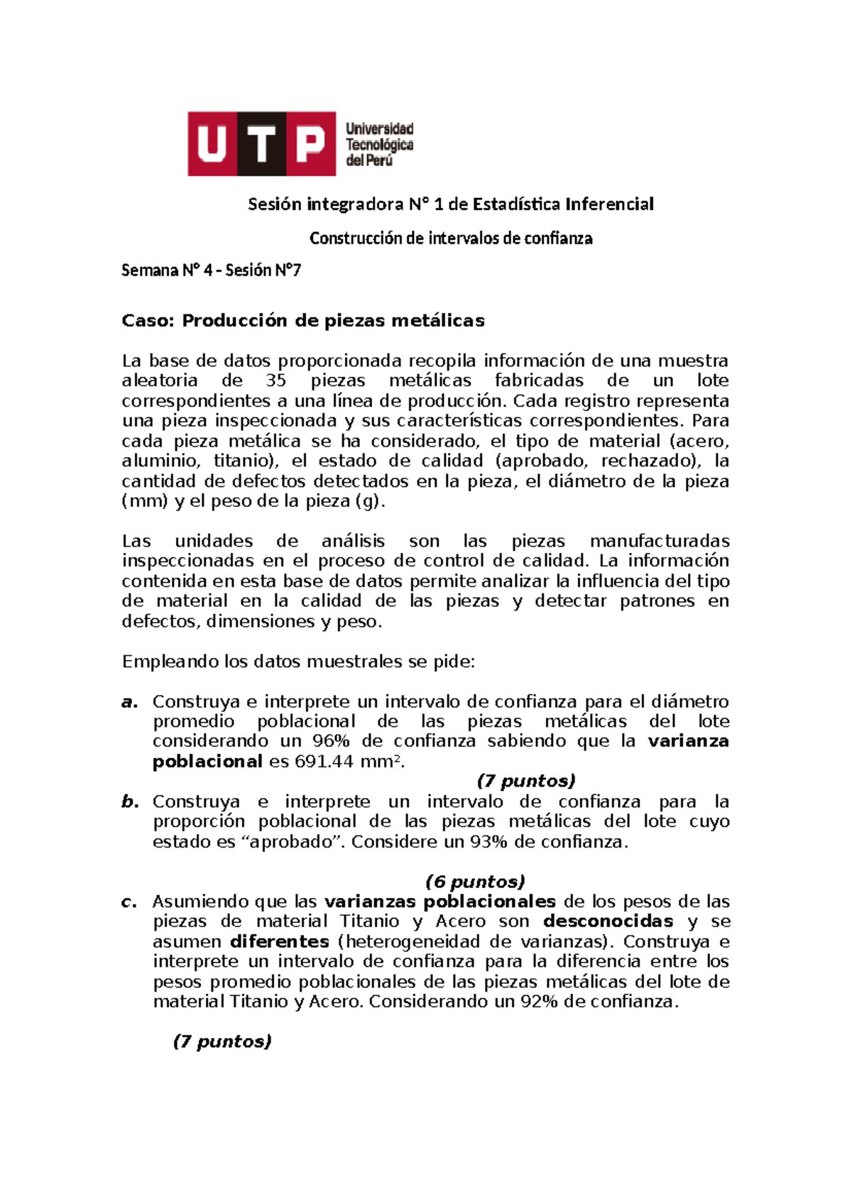 S04 s1 Sesión Integradora N°1: IC en Estadística Inferencial - Studocu