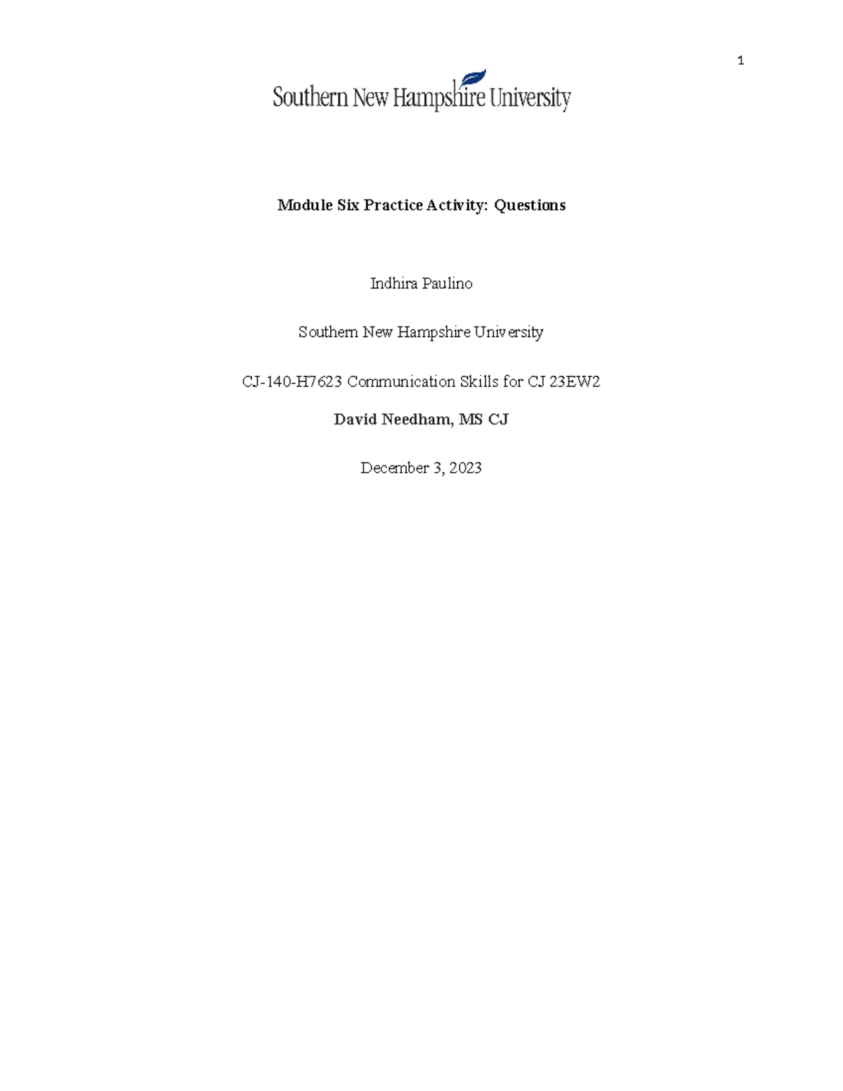 CJ-140-H7623 Module 6 Practice Activity: Interview Questions Guide ...
