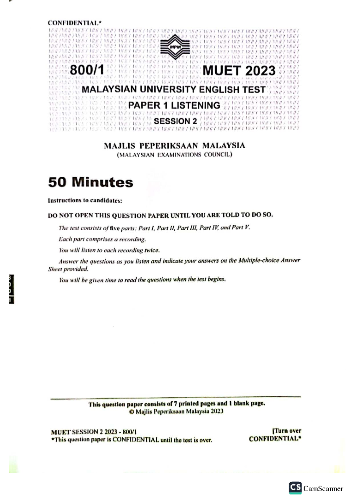 MUET 2023 Listening test paper 1 session 2: Malaysian university ...