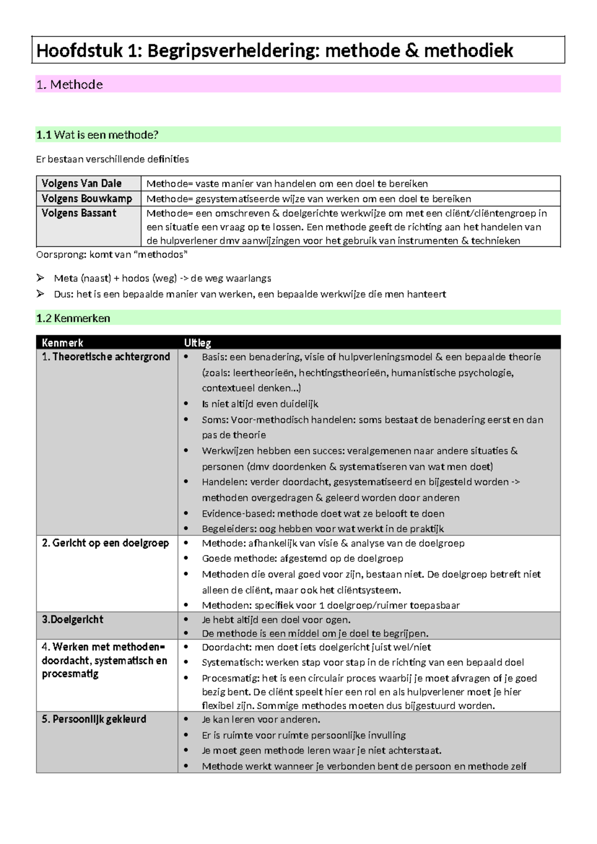 Hoofdstuk 1: Begripsverheldering van Methode & Methodiek in Context ...