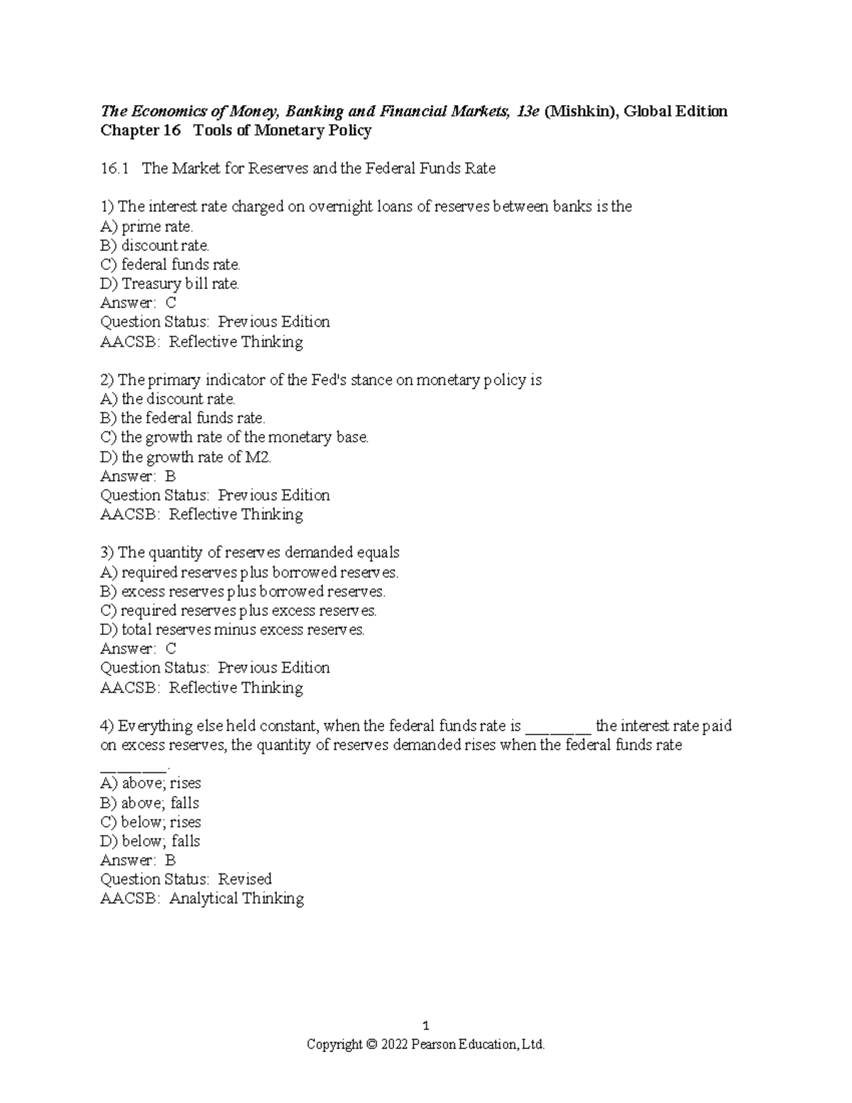 Chapter 16 - Tools of Monetary Policy (Econ 101) - Studocu