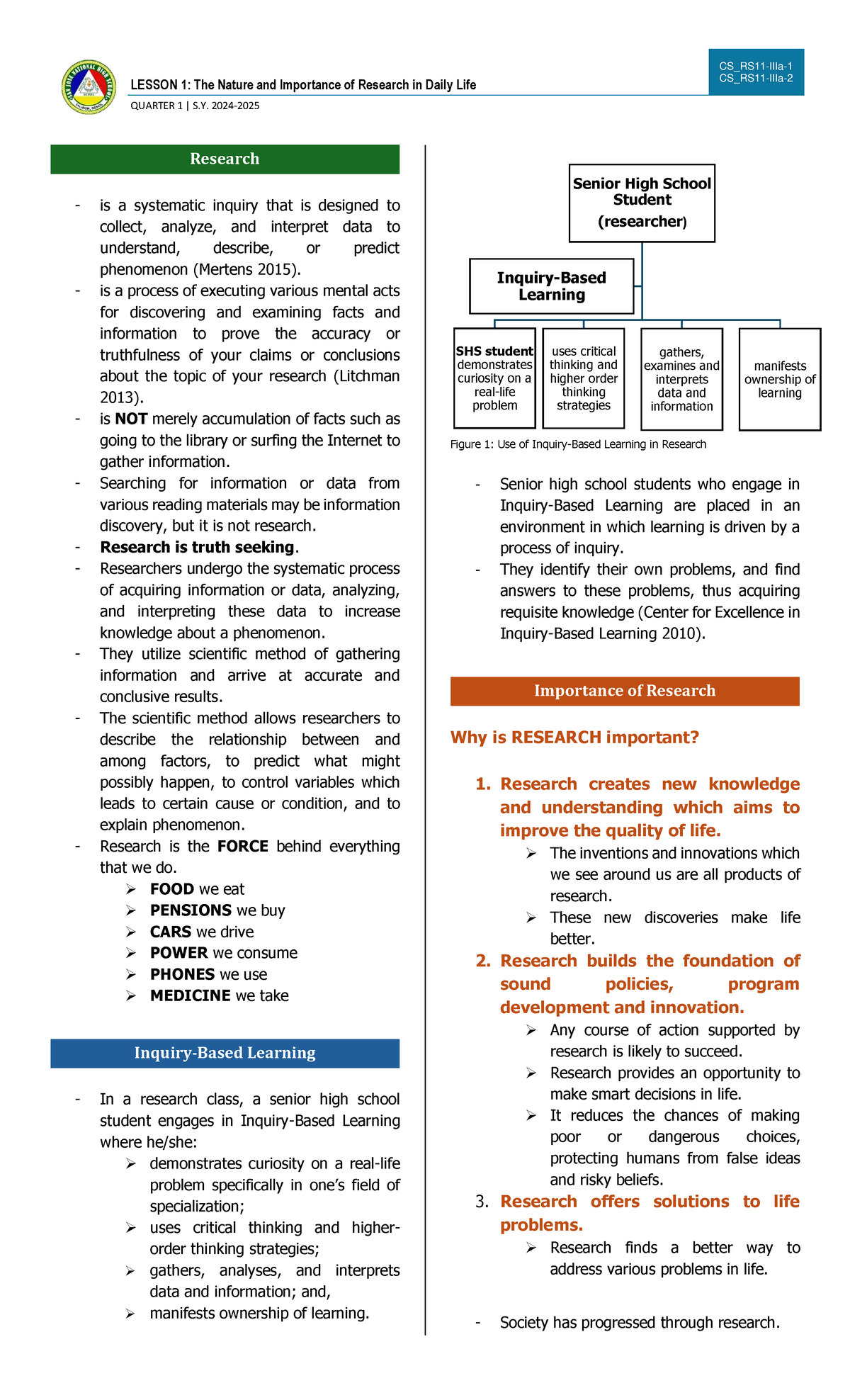 PR1 Lesson-1 - Pr1 module 1 - LESSON 1: The Nature and Importance of ...