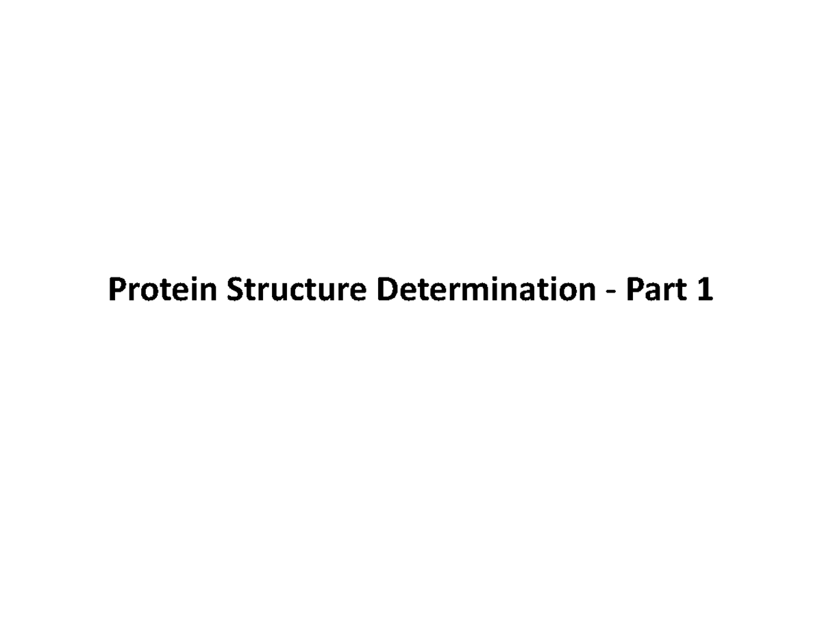 Protein Structure Determination (BIO 202) - Crystallography ...