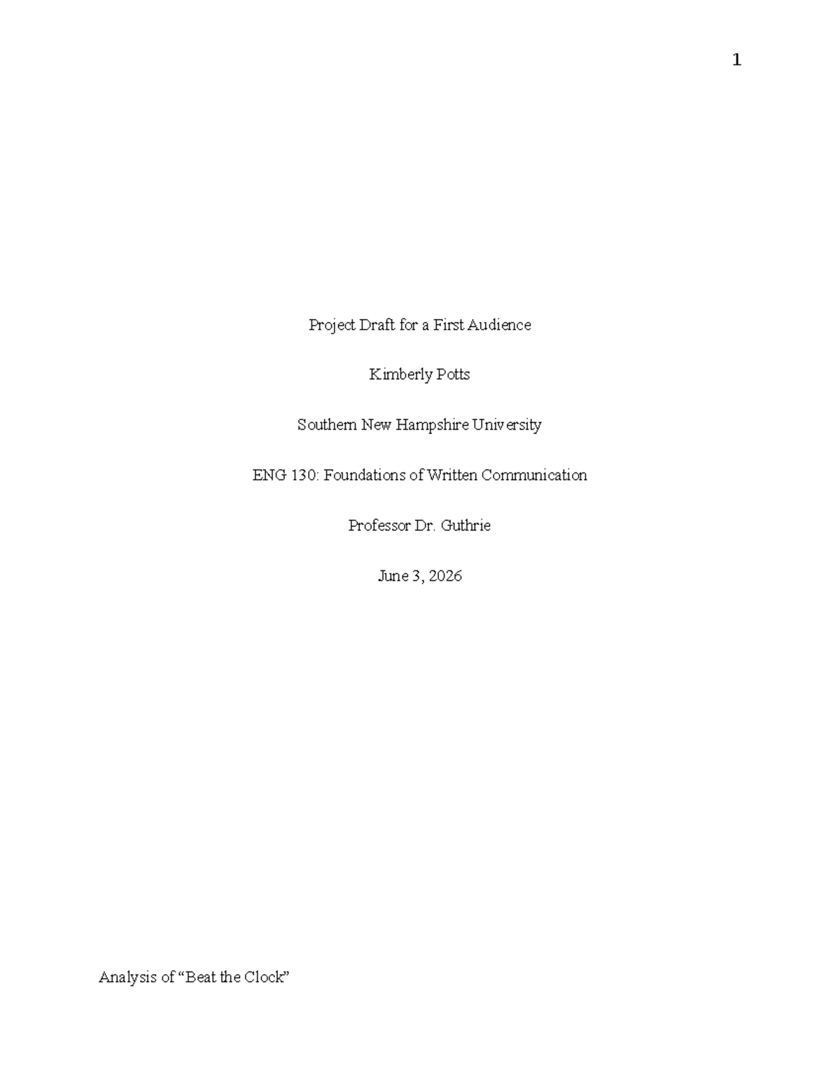 ENG 130: Module 5-1 Final Project Draft on Time Management Training ...