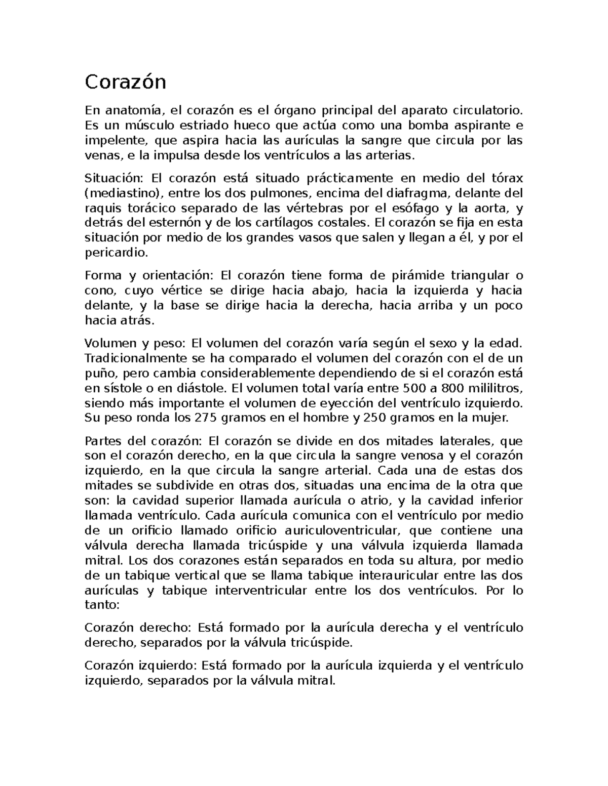 Corazón - Generalidades del corazon - Corazón En anatomía, el corazón ...