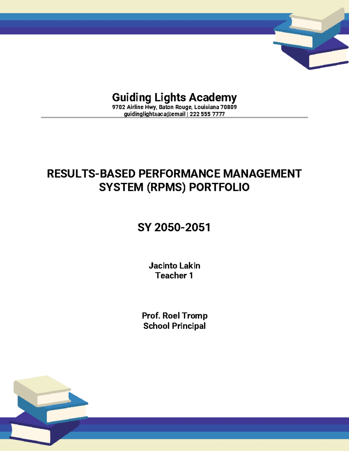 Table of Contents RPMS Portfolio Template - Guiding Lights Academy 9702 ...